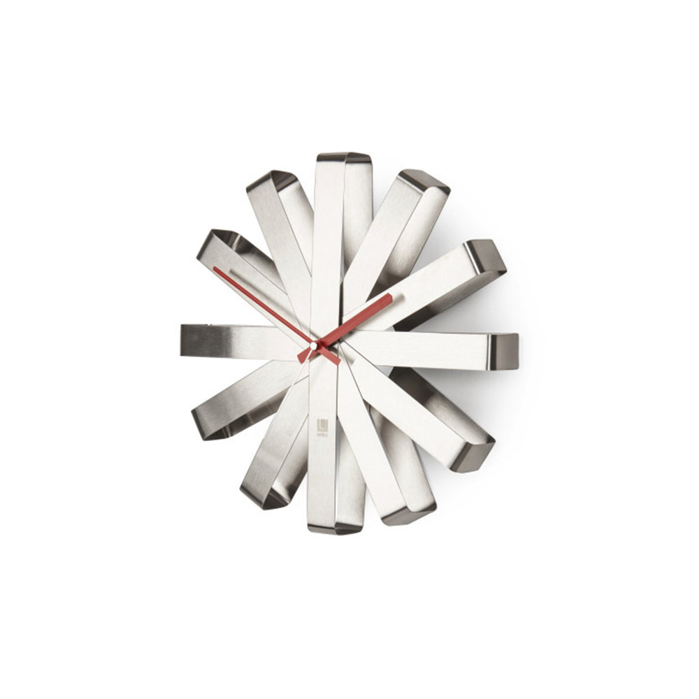 Ribbon Wall Clock 12In Steel