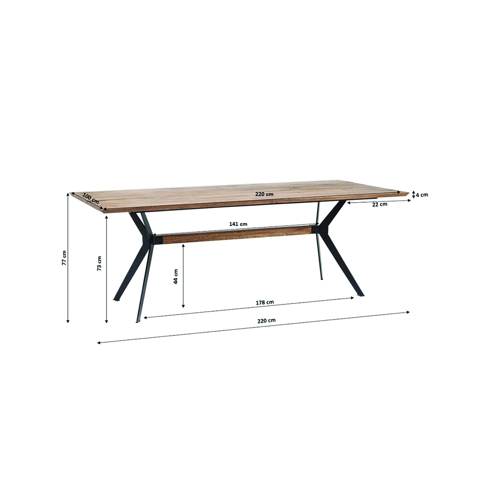 Table Downtown Oak 100x220cm