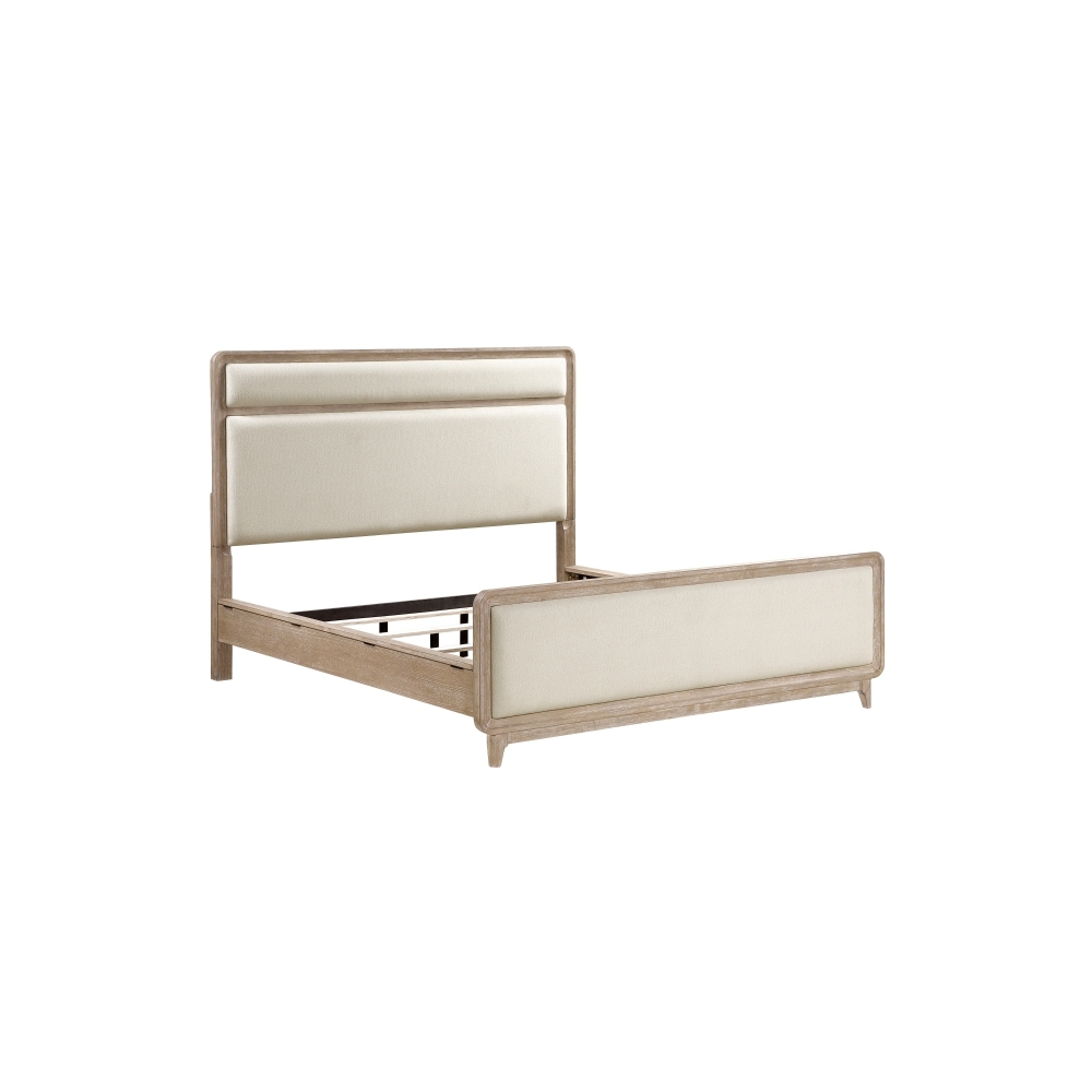 Cama Queen Mosha Madera/Tela Beige